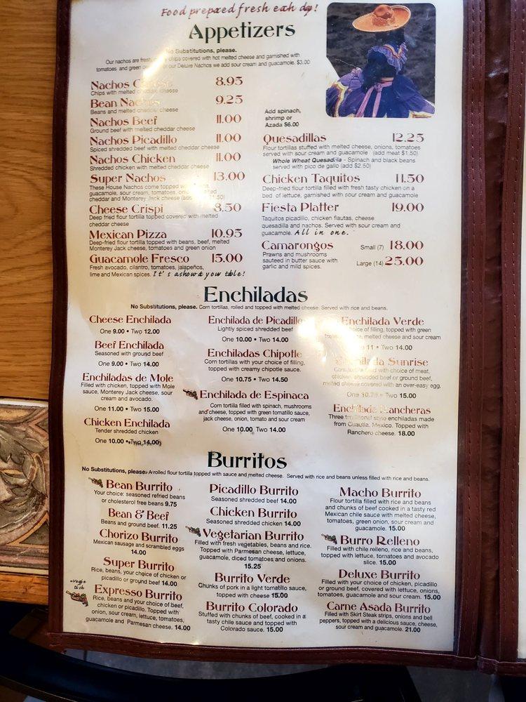 Menu at El Caporal Sunriver restaurant, Sunriver, Beaver Dr
