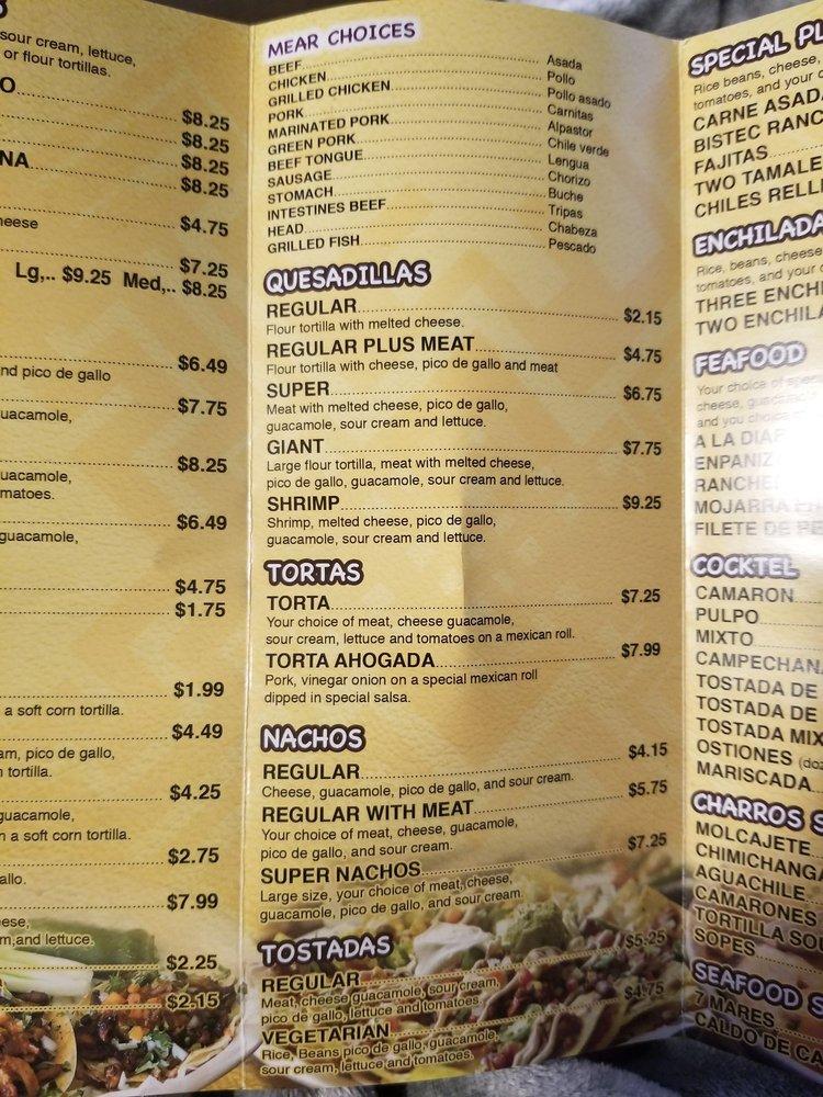 Menu at Los Charros Taquerria restaurant, Gridley