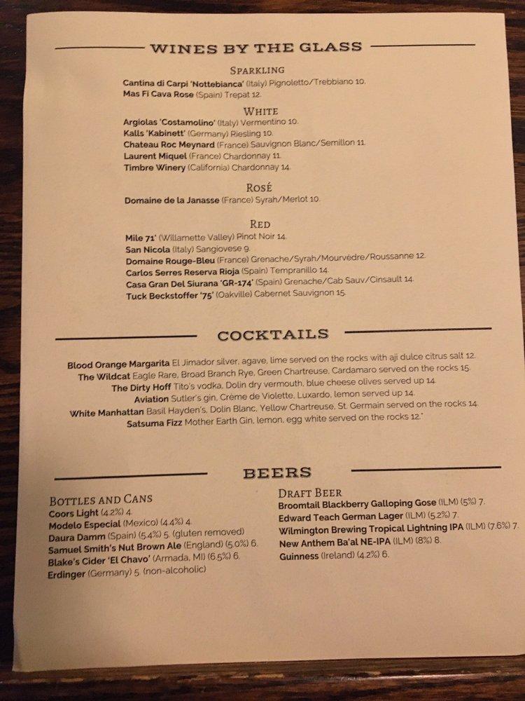 Menu at Pinpoint Restaurant, Wilmington