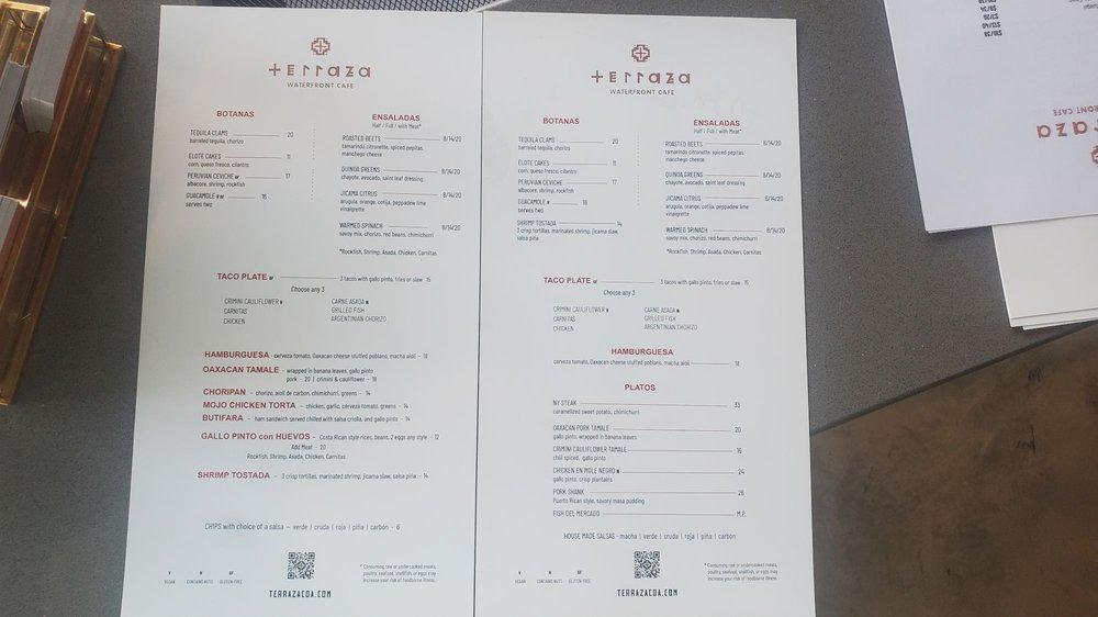 Menu at Terraza Waterfront Cafe, Coeur d'Alene