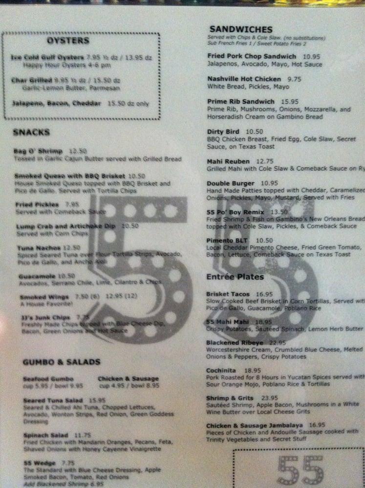 Menu at 55 South pub & bar, Franklin, 403 Main St