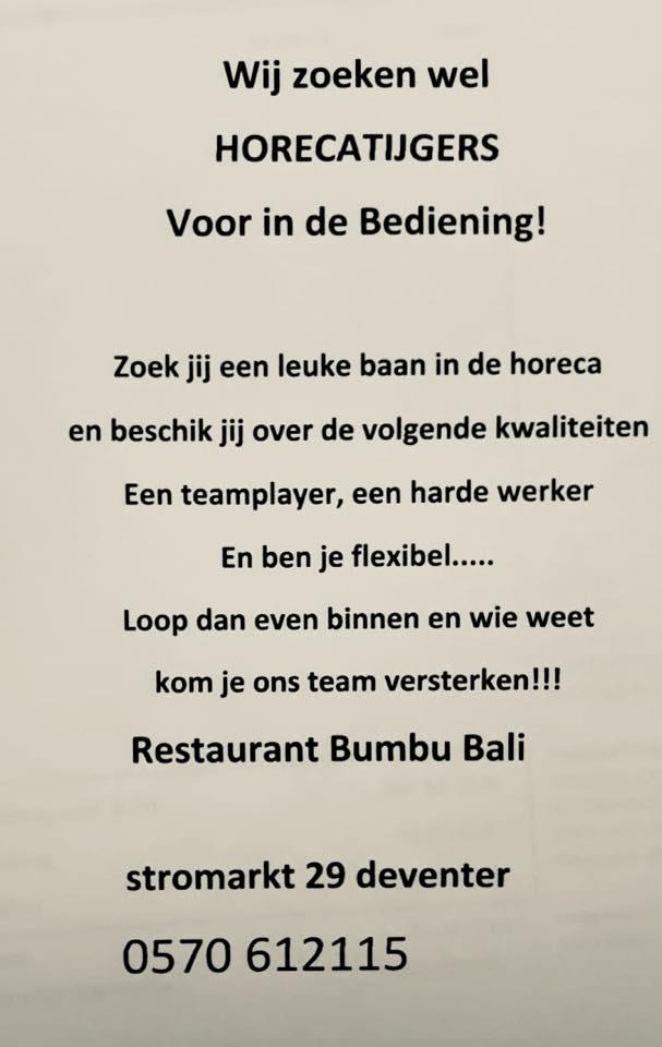 Menu at Bumbu Bali, Deventer