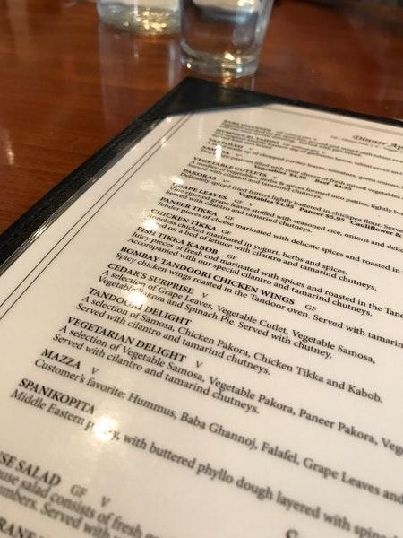 Menu at Cedars of Lebanon restaurant, Seattle, NE 43rd St