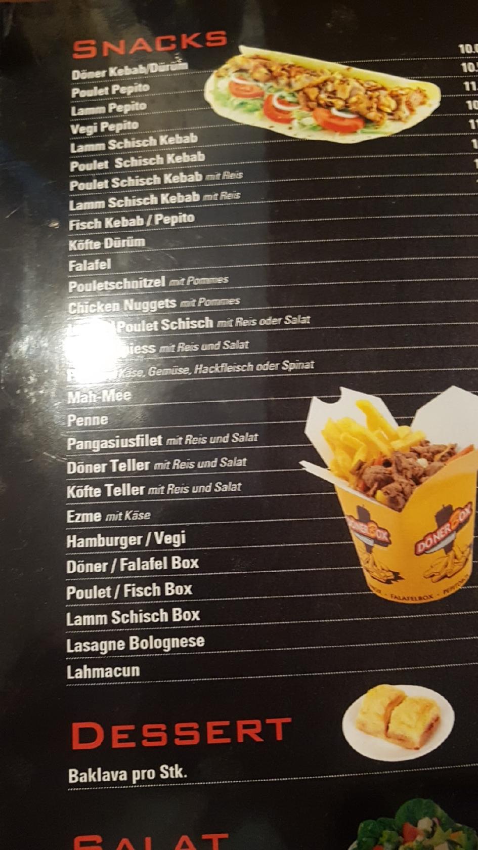 Speisekarte von Flash Take-Away, Zürich