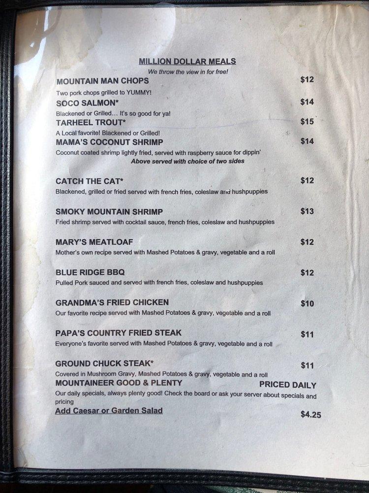 Menu at Twisted Spoke desserts, Maggie Valley