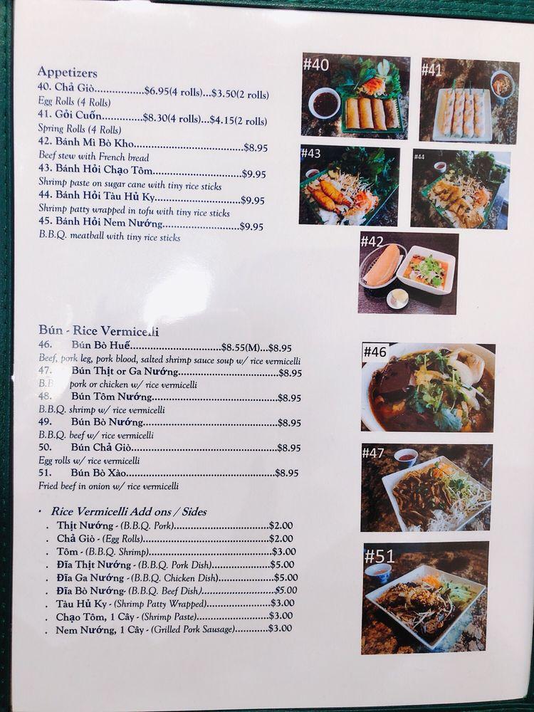 Menu at Pho Ha Vietnamese Restaurant, Fontana