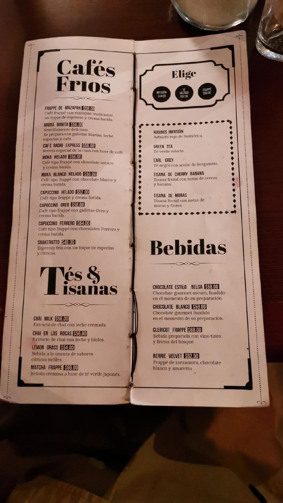 Menu at Radio Express Café Revolución, Pachuca, Av Revolución 1210