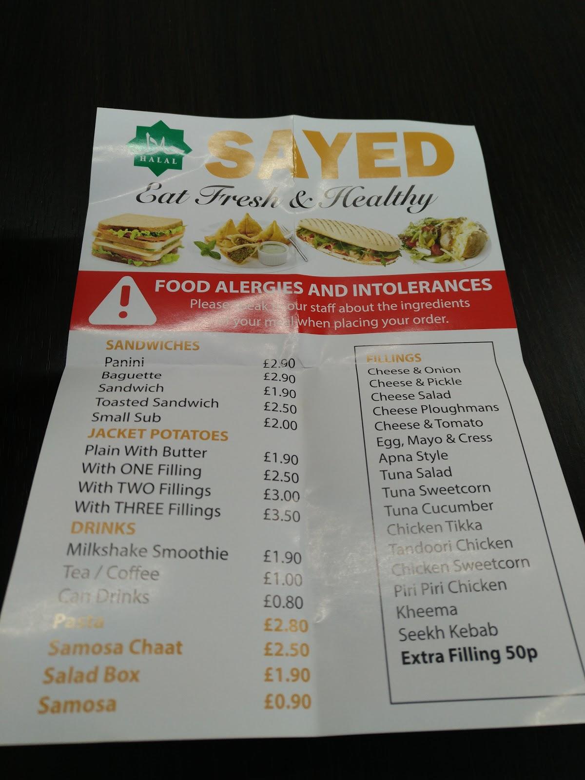 Menu at Sayed Eat Fresh & Healthy restaurant, Peterborough