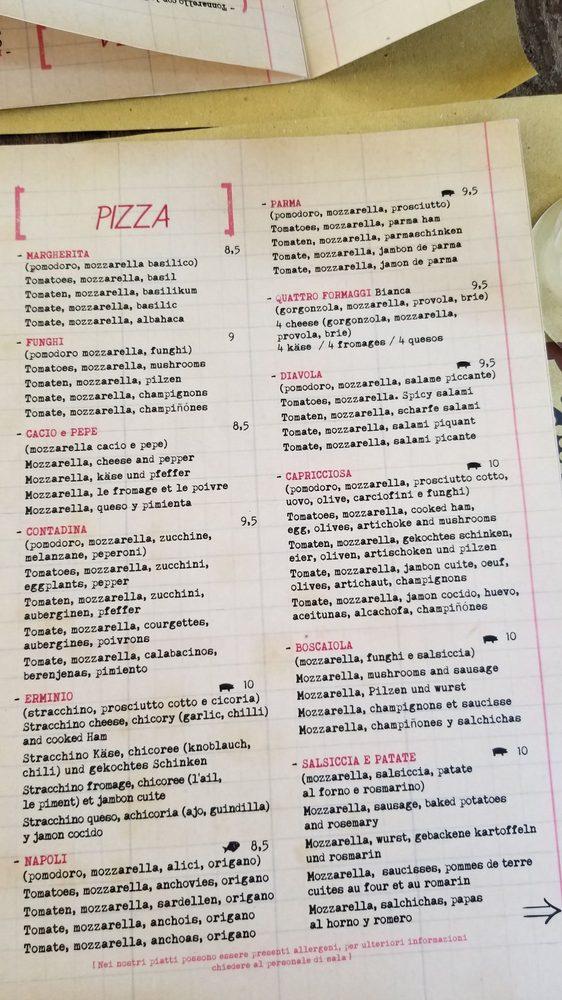 Menu at Tonnarello pub & bar, Rome, Via della Paglia