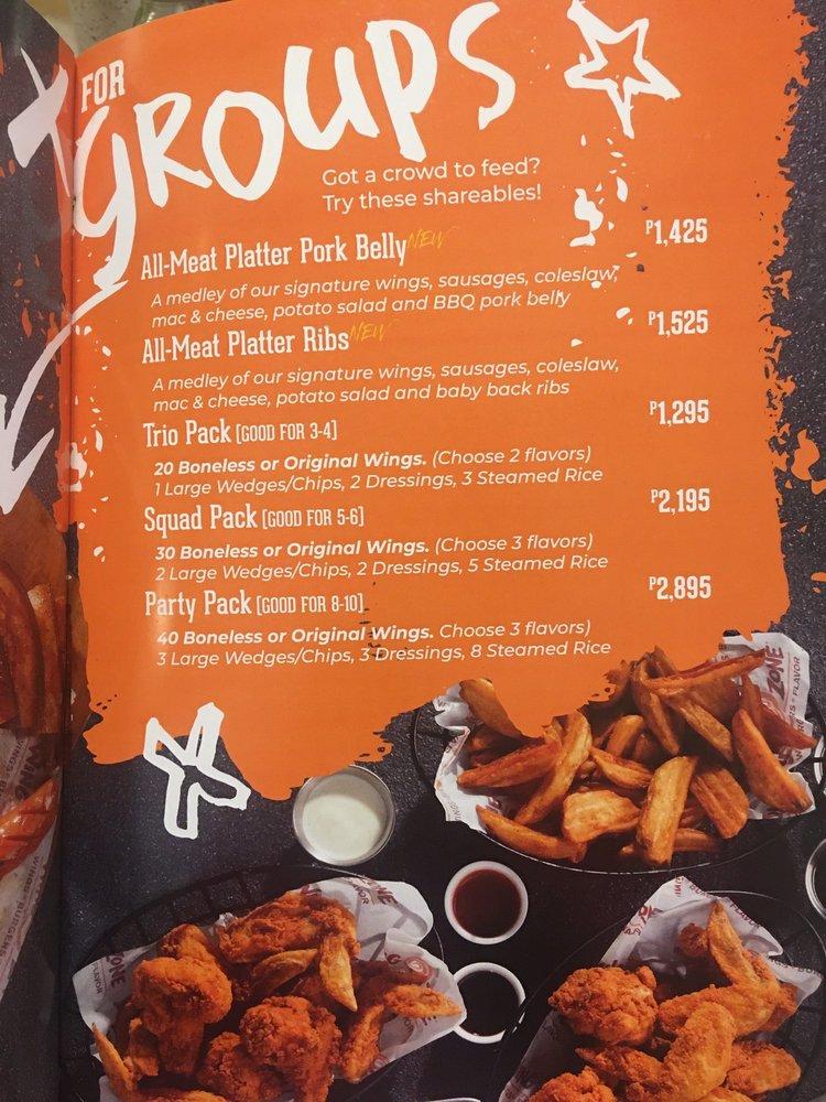 Menu at Wing Zone - SM City Clark restaurant, Angeles