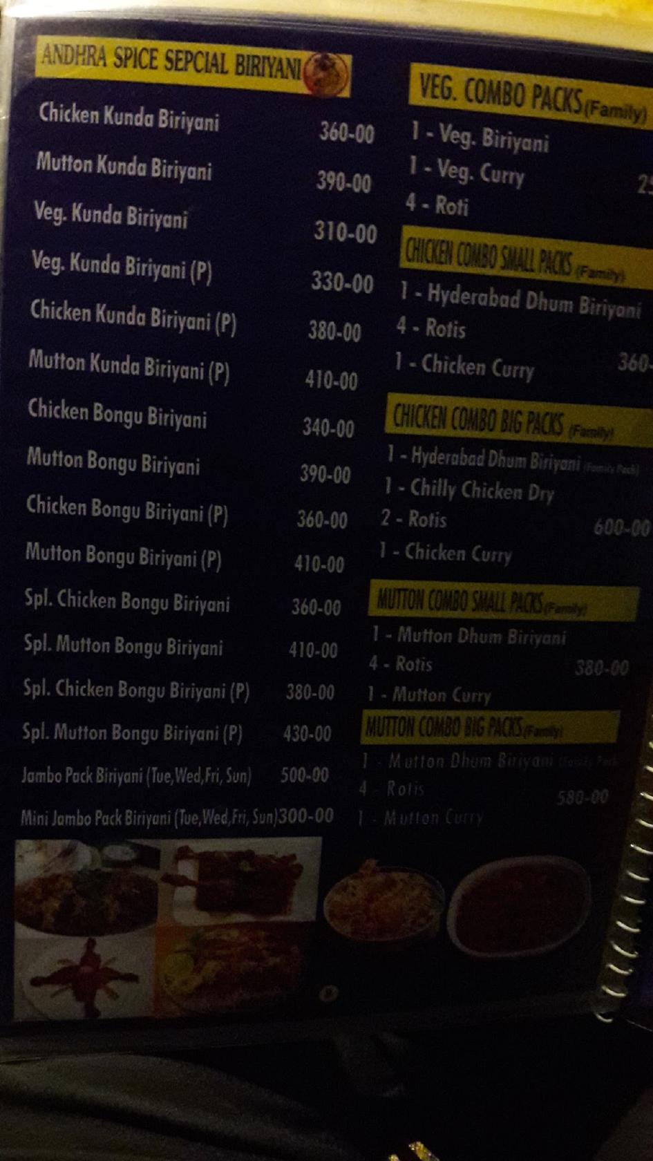 Menu at Andhra Spice Family Restaurant Kadapa City, Kadapa
