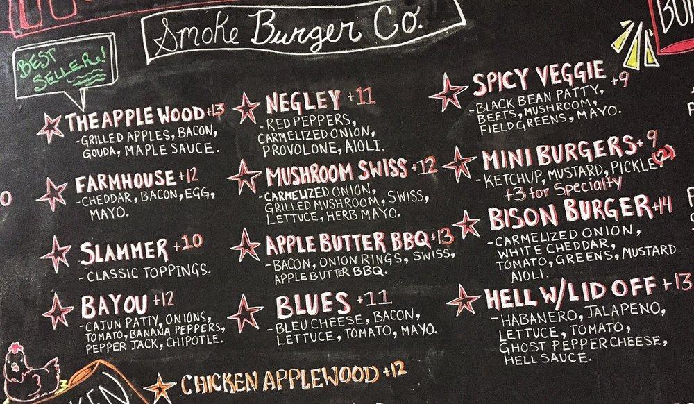Menu at Applewood Smoke Burger Company restaurant, Pittsburgh