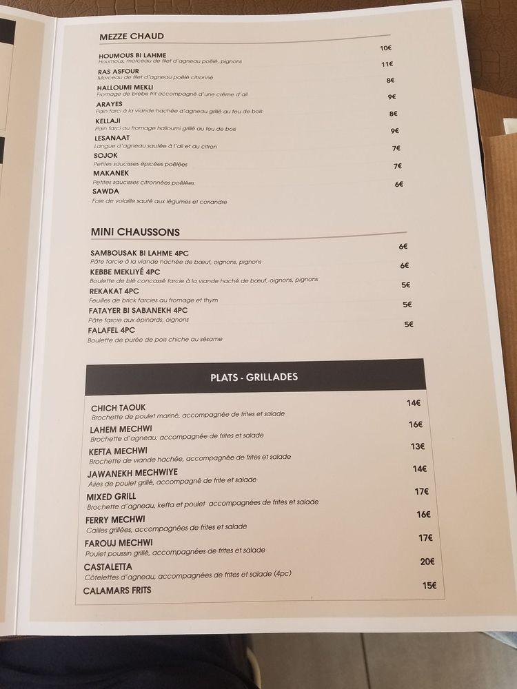 Speisekarte von Le Mezze, Brussel, Chau. de Louvain