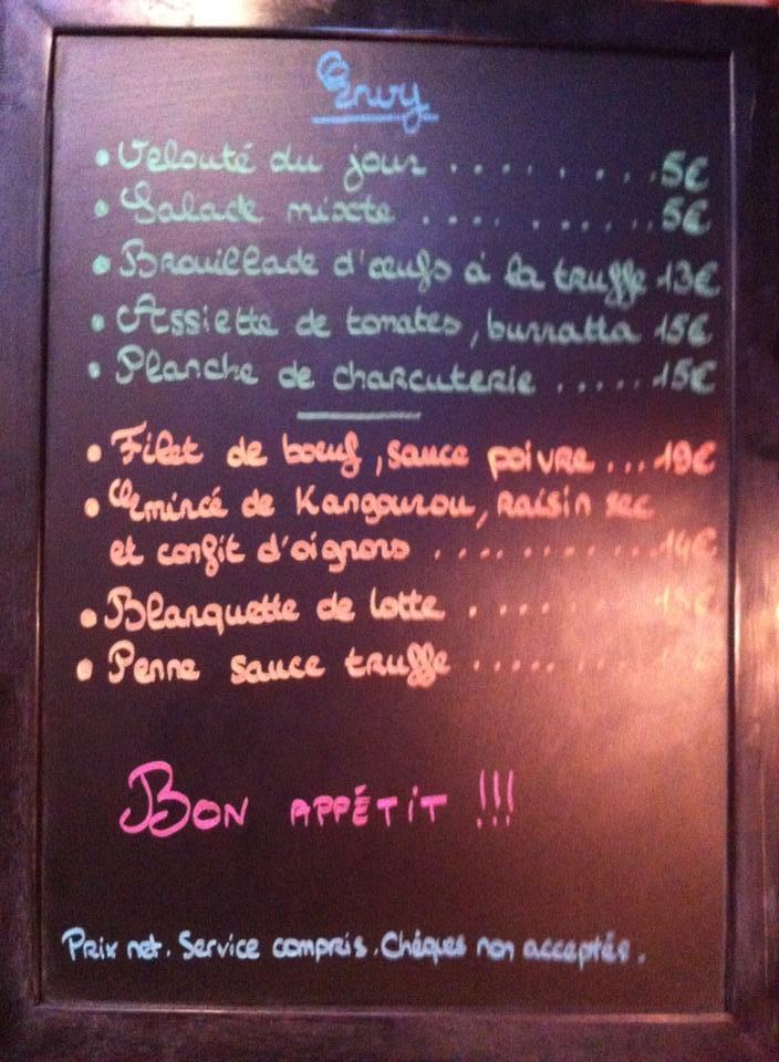 Menu at Envy Restaurant, Nice