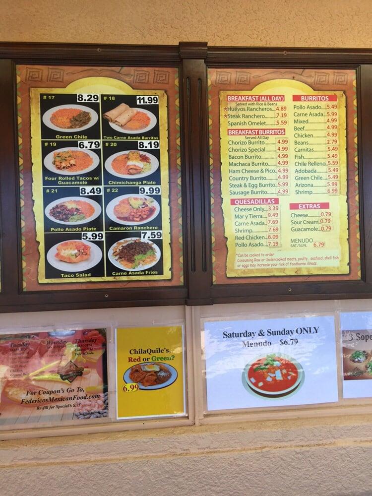 Menu at Frey's Mexican Food restaurant, Kingman, E Northern Ave