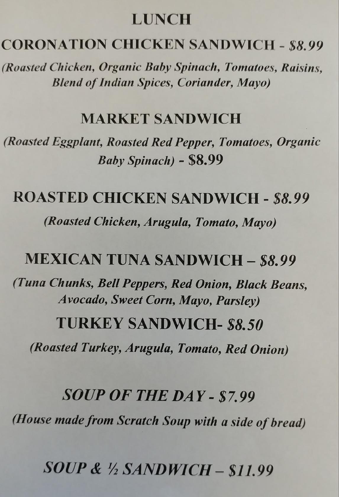 Menu at Jax Bread Co cafe, Jacksonville