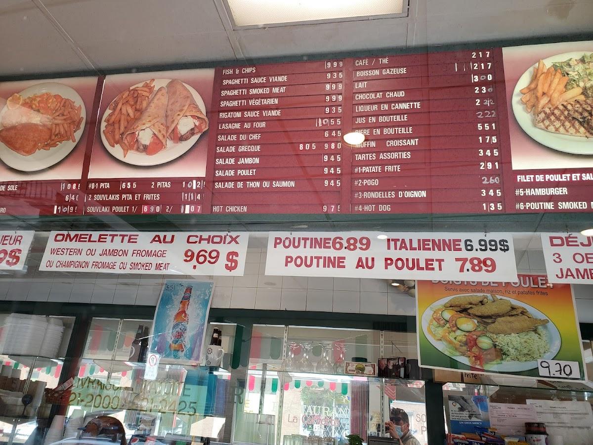 Menu au Restaurant La Corvette, Montréal, Rue Masson