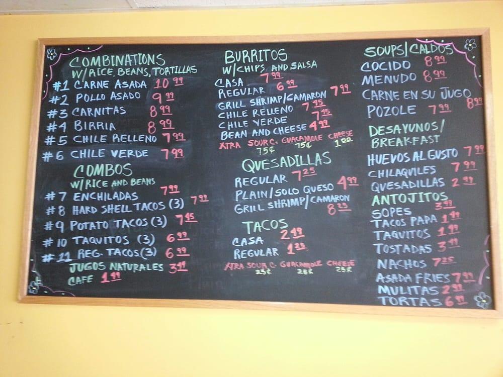 Menu at Casa Victoria restaurant, Chino