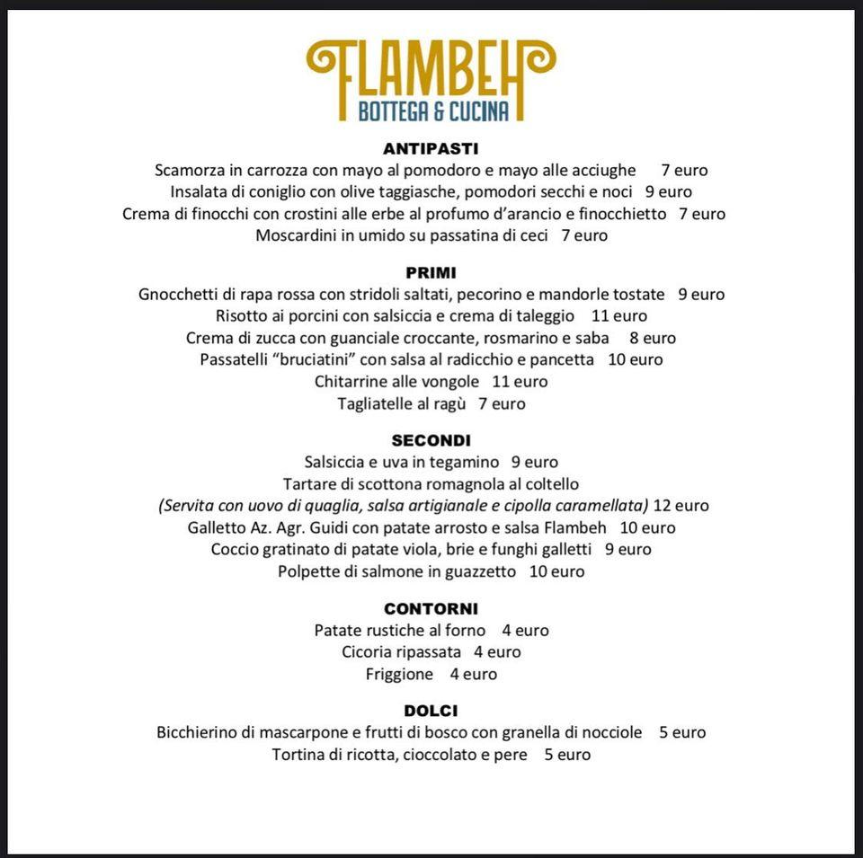 Menu da Flambeh Bottega e Cucina ristorante, Forlimpopoli