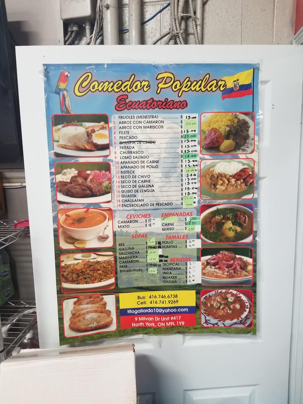 Menu at La Cubanita restaurant, Toronto, 9 Milvan Dr