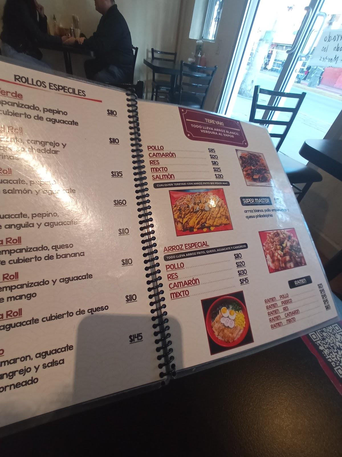 Carta del restaurante Sushi One, Tijuana