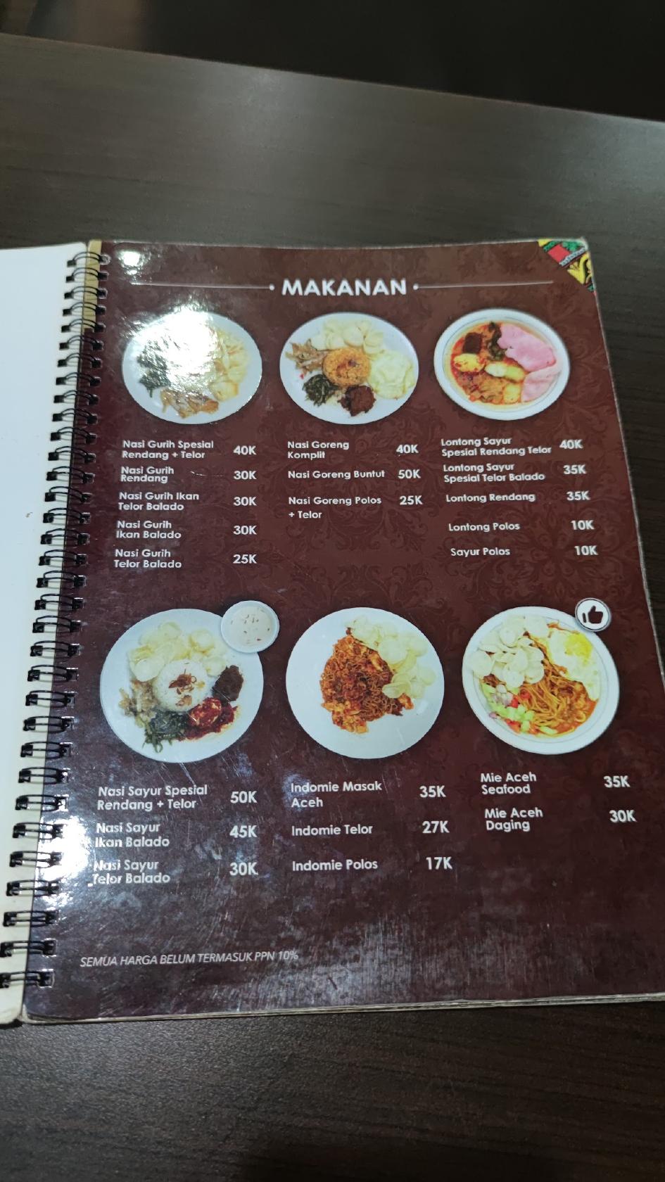 Menu at The Atjeh Connection SURABAYA restaurant, Surabaya