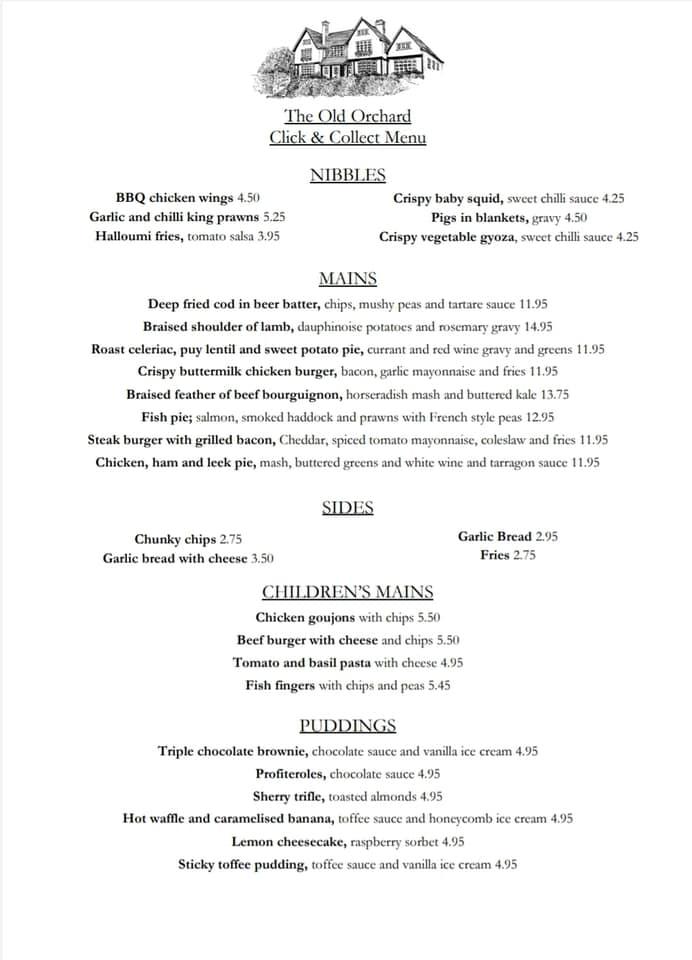 Menu at The Old Orchard pub & bar, Ruislip