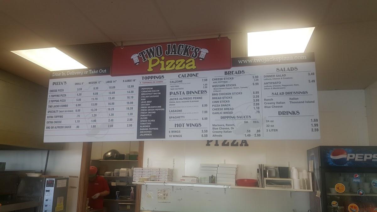 Menu at Two Jack's Pizza pizzeria, Springville