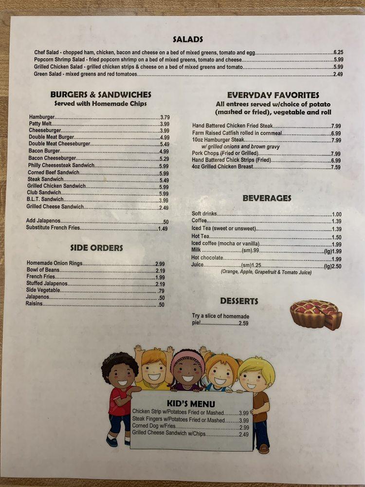 Menu at Jimmy's Cafe, Mineral Wells