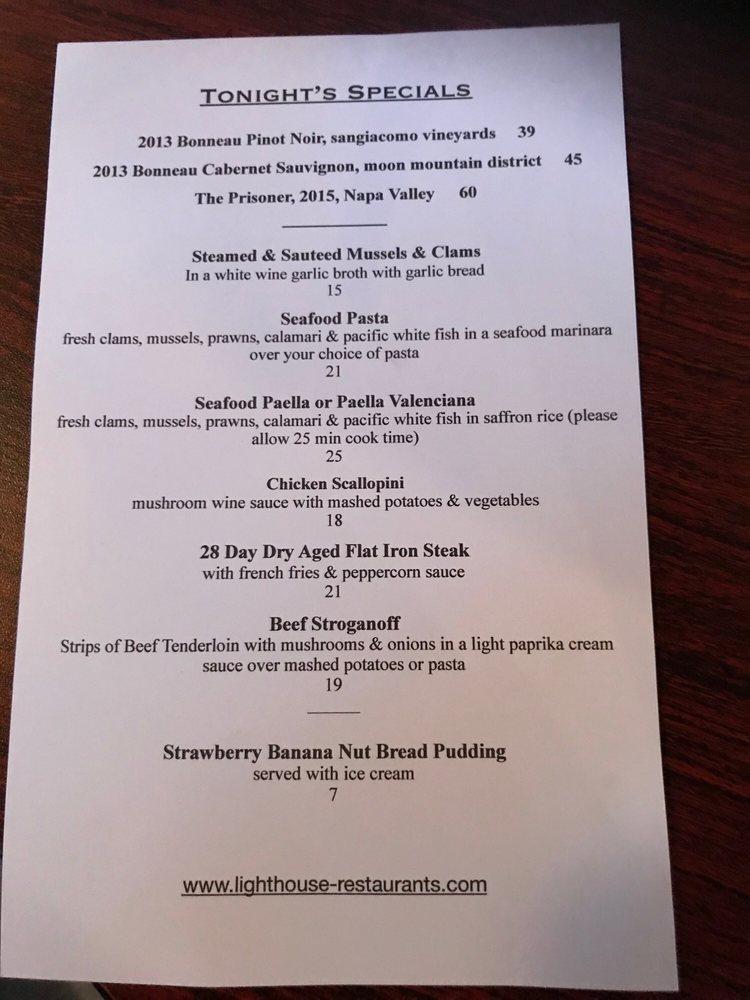 Menu at Lighthouse Bar & Grill, Mill Valley