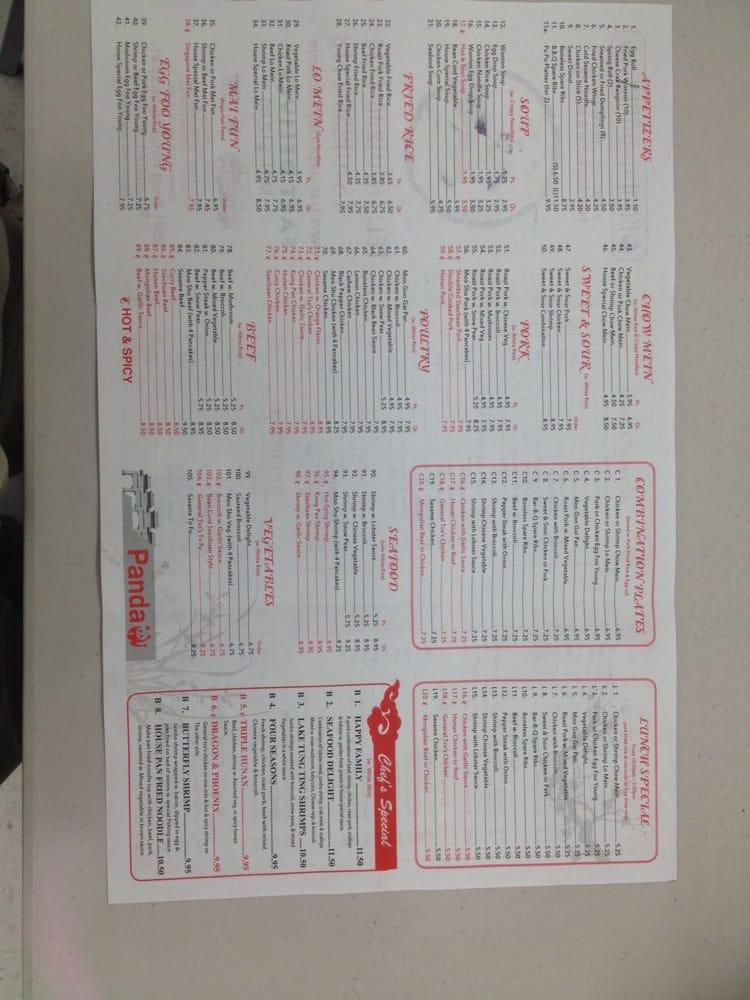 Menu at Panda Garden Restaurant, Paragould