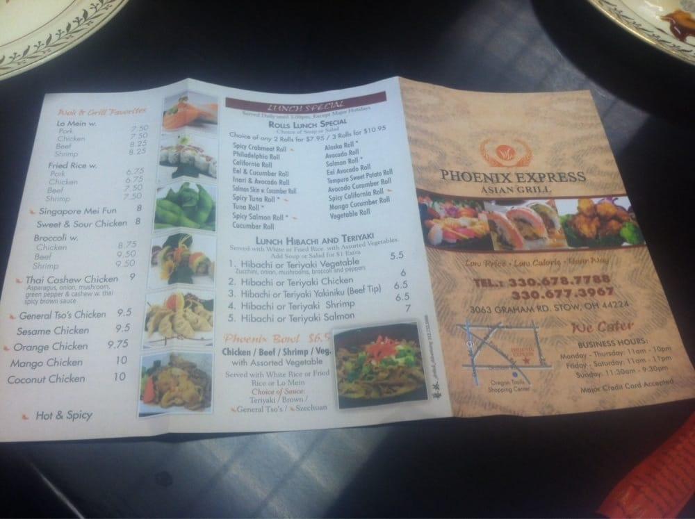 Menu at Phoenix-Express restaurant, Stow