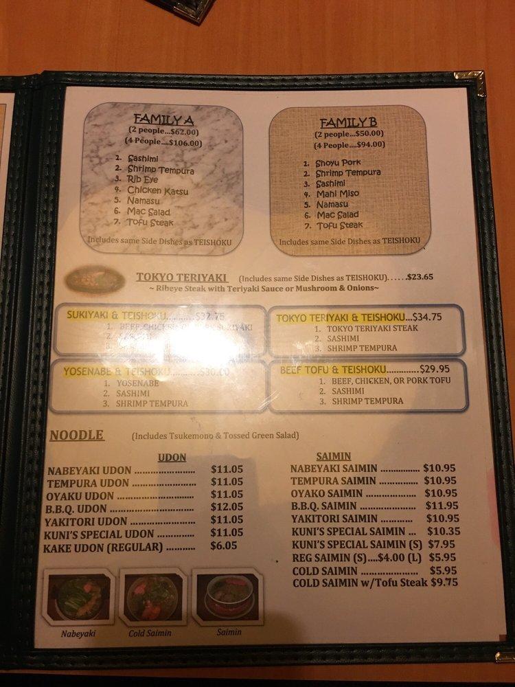 Menu at Kuni Restaurant and Catering, Waipahu