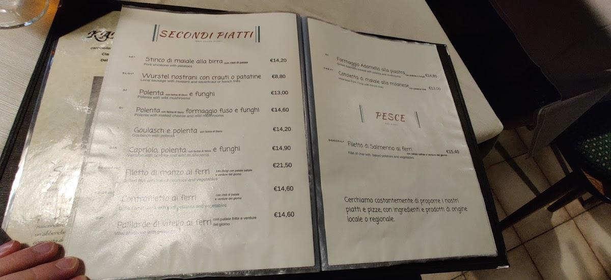 Menu at Ristorante Pizzeria Weinstube Al Cardo, Pinzolo