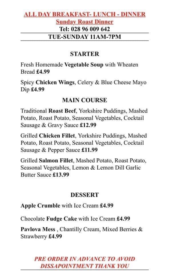 Menu at The Allotment restaurant, Belfast