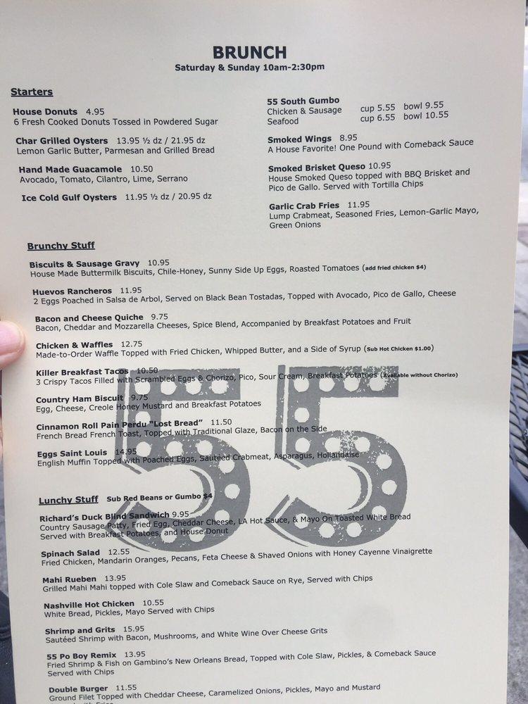 Menu at 55 South pub & bar, Franklin, 403 Main St