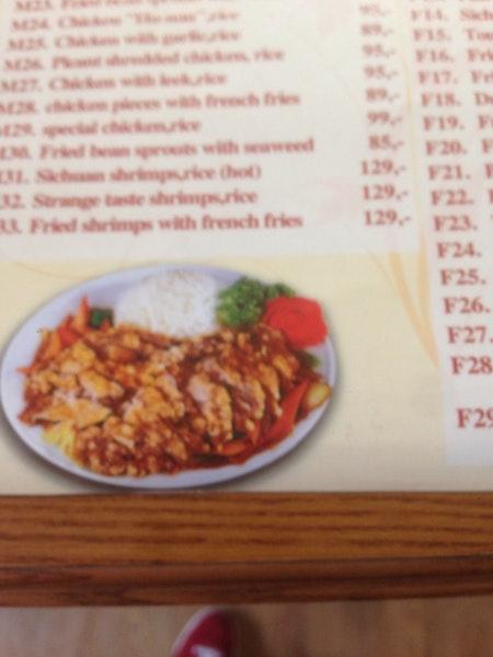 Menu at Dong Sheng restaurant, Prague