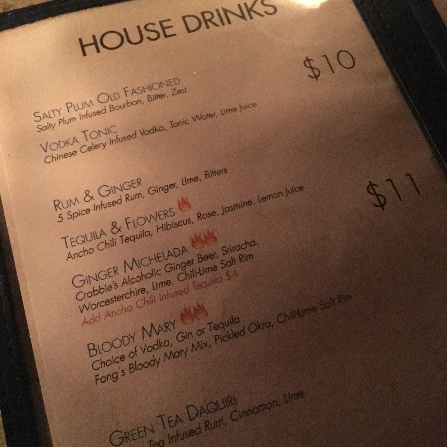 Menu at Mr. Fong's pub & bar, New York City