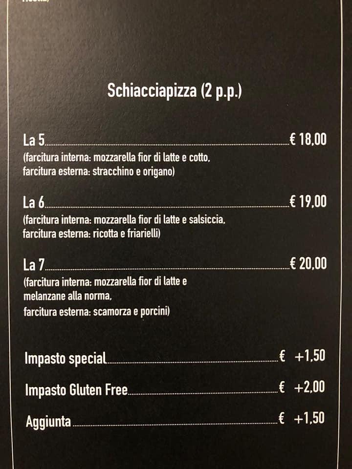 Menu at Pizzeria I’ Pinolo, Italy