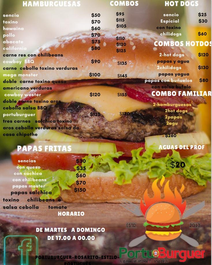 Menu at Portuburguer - Estilo Portugués restaurant, Rosarito