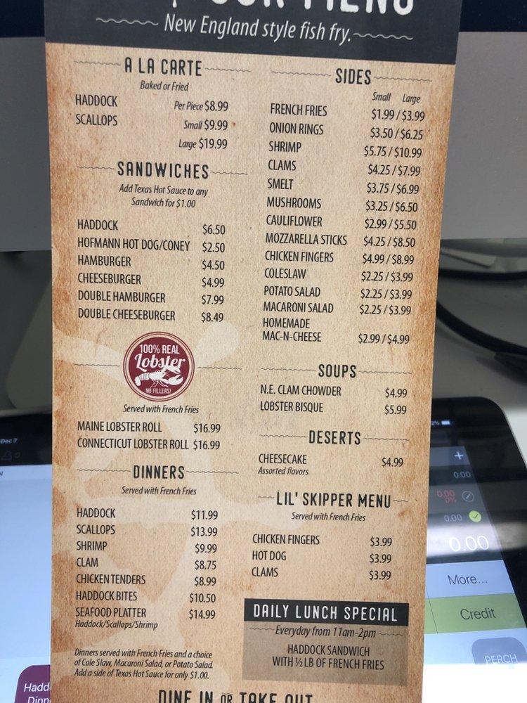 Menu at Skip's Fish Fry restaurant, Oswego