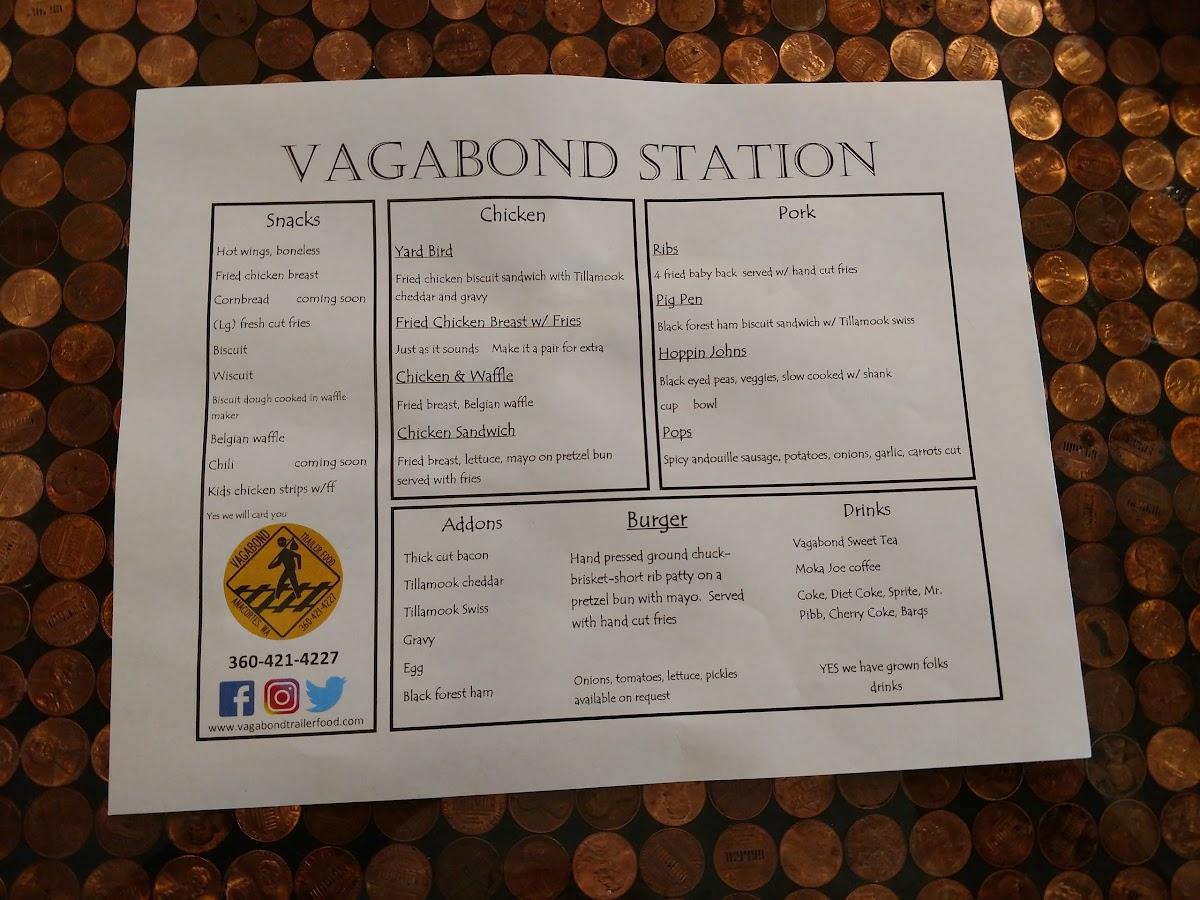Menu at Vagabond Station restaurant, Anacortes