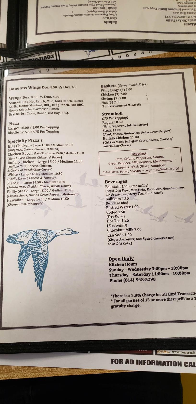 Menu at Blue Goose Inn pub & bar, Nicktown
