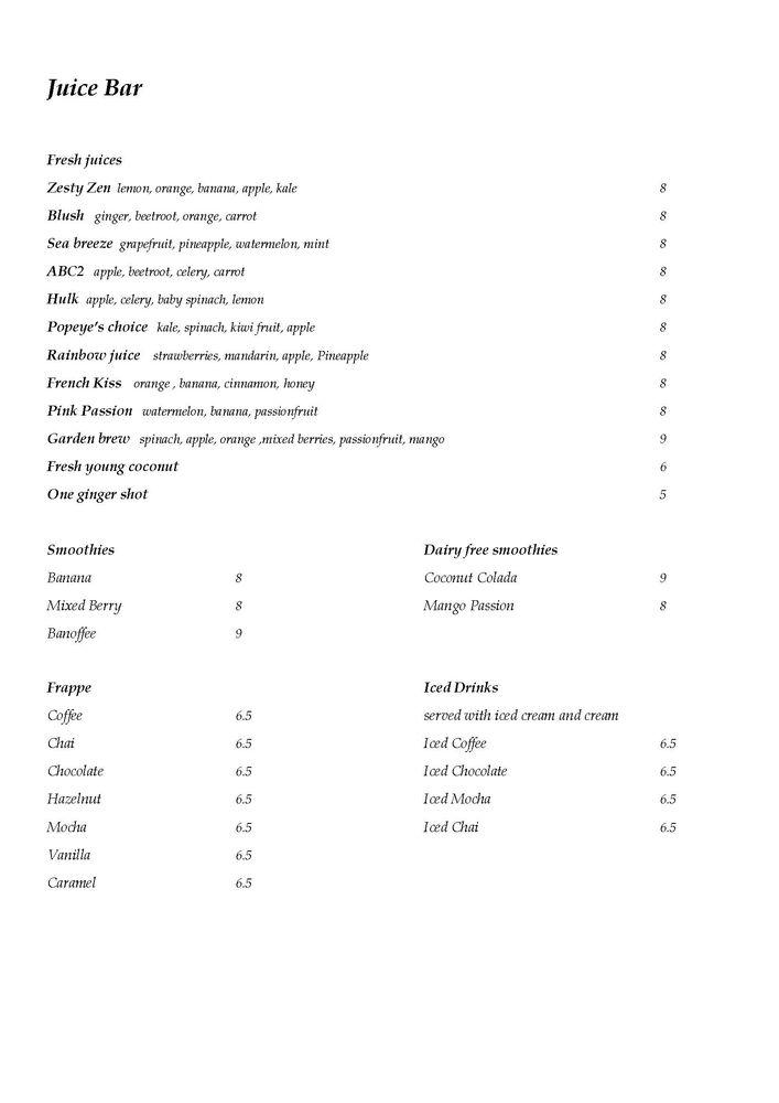 Menu at Chinta Cafe, North Perth