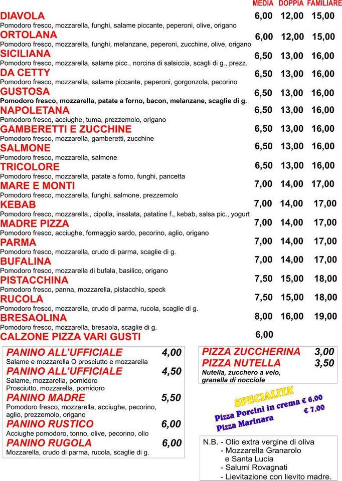 Menu da LA MADRE PIZZA TRAPANI ristorante, Trapani