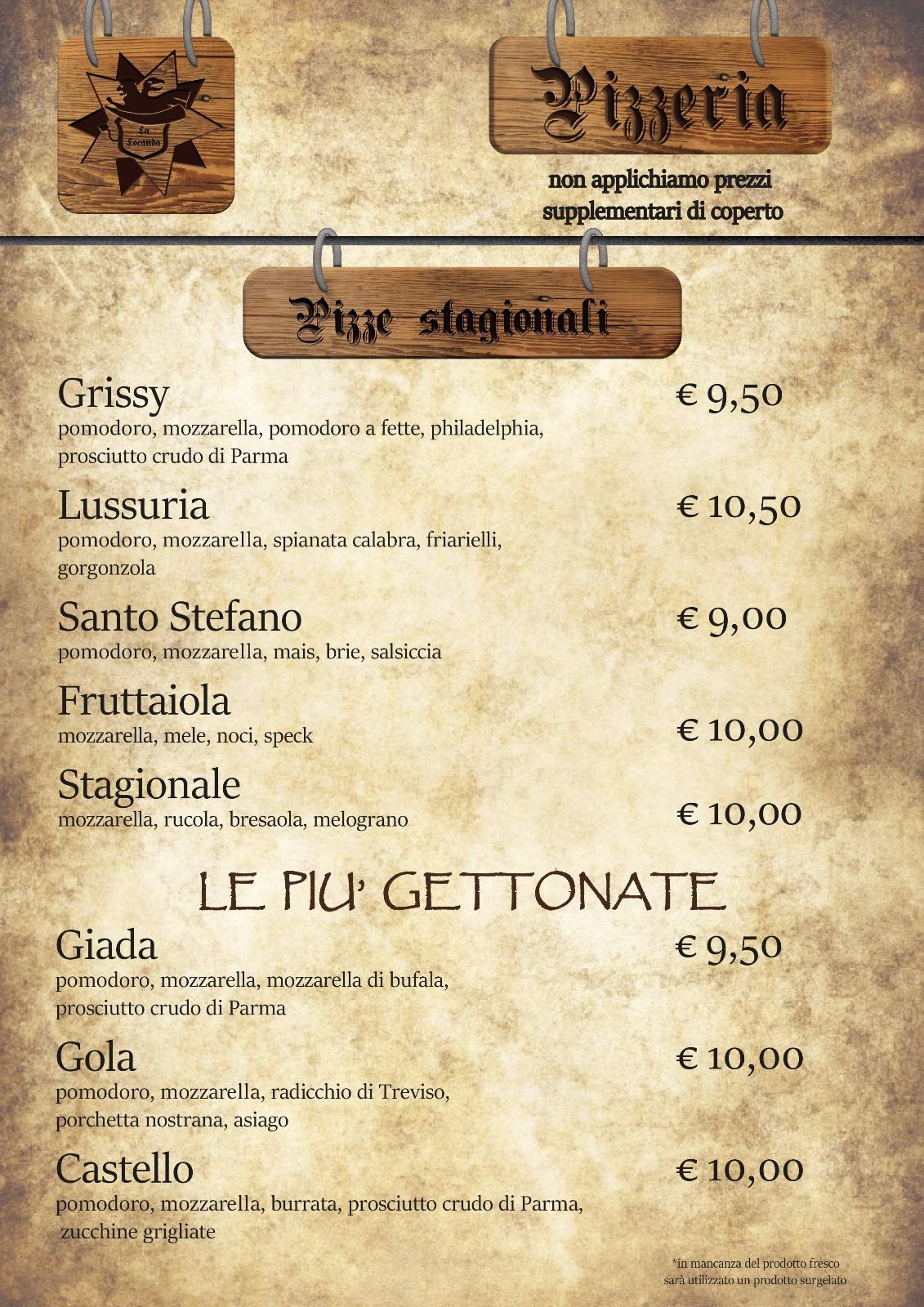 Menu da La Locanda pub & bar, Feltre, Via Montelungo