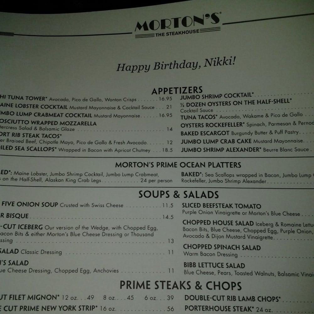 Menu at Morton's The Steakhouse, Scottsdale