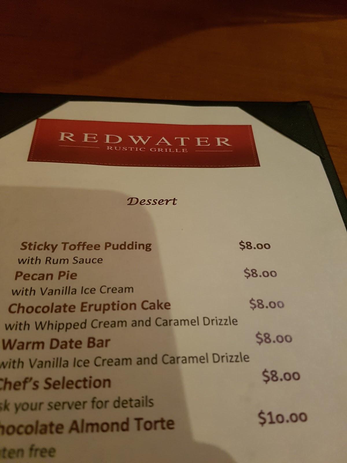 Menu at Redwater Rustic Grille restaurant, Charlottetown