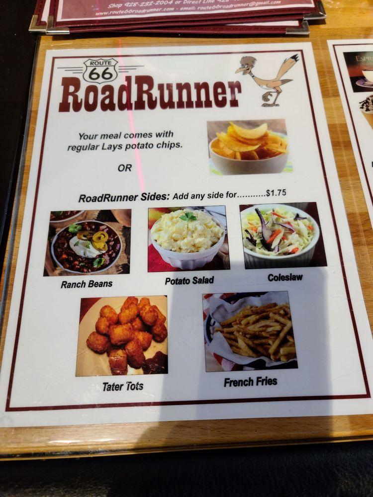 Menu at Route 66 RoadRunner cafe, Seligman