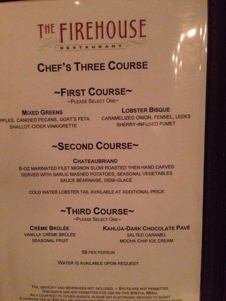 Menu at The Firehouse Restaurant, Sacramento